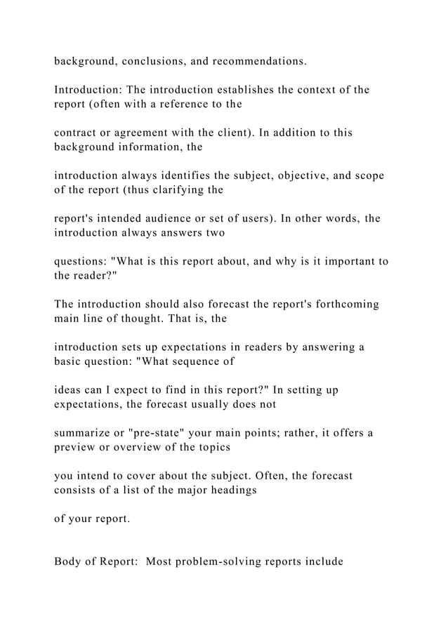 1 Recommendation Report Write A Recommendation R Docx