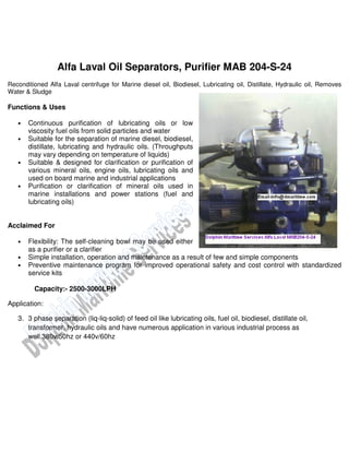 Alfa laval centrifuge, oil purifier, oil separator, MAPX-207 | PDF