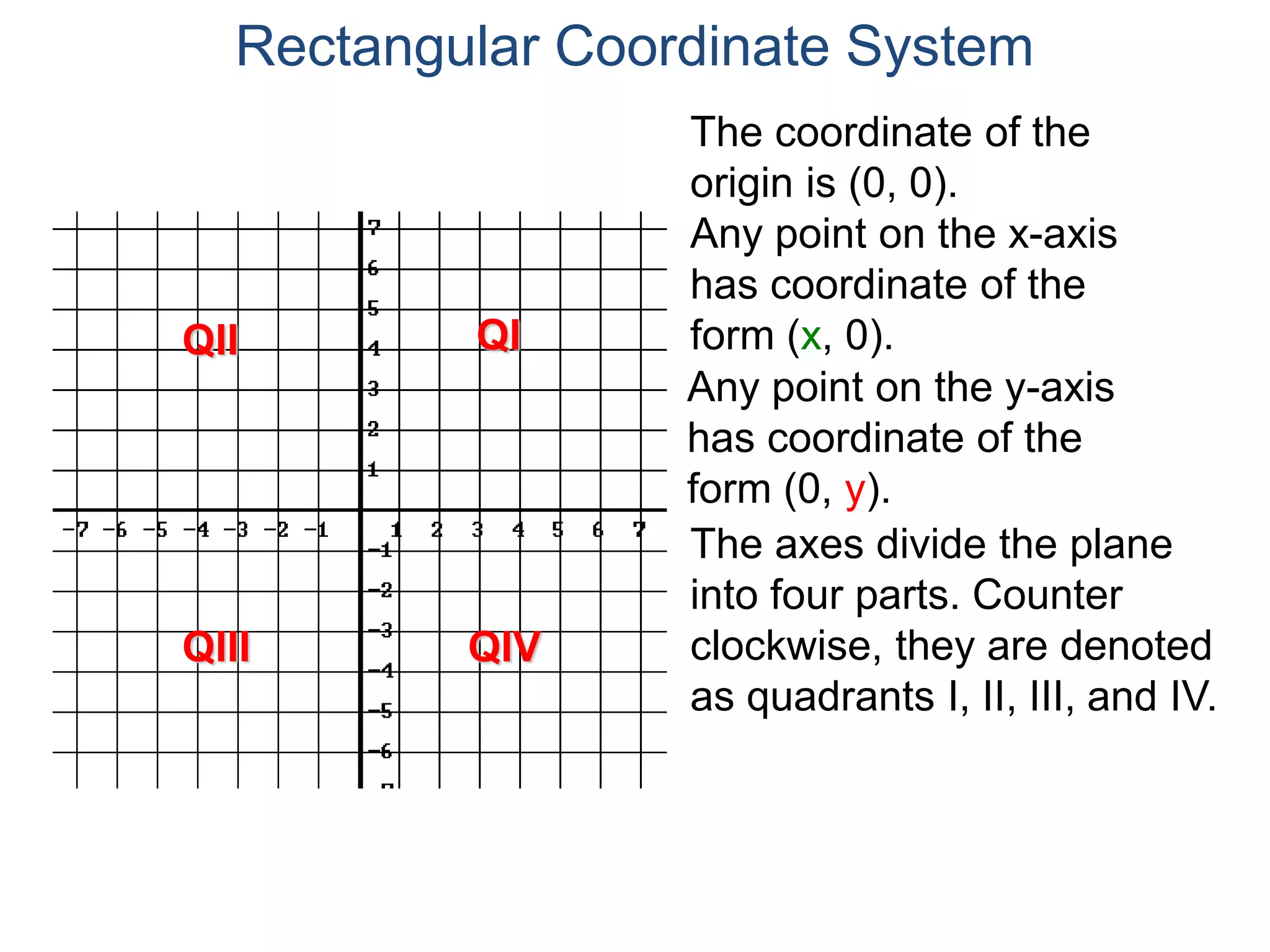 1 Rectangular Coordinate System X Ppt