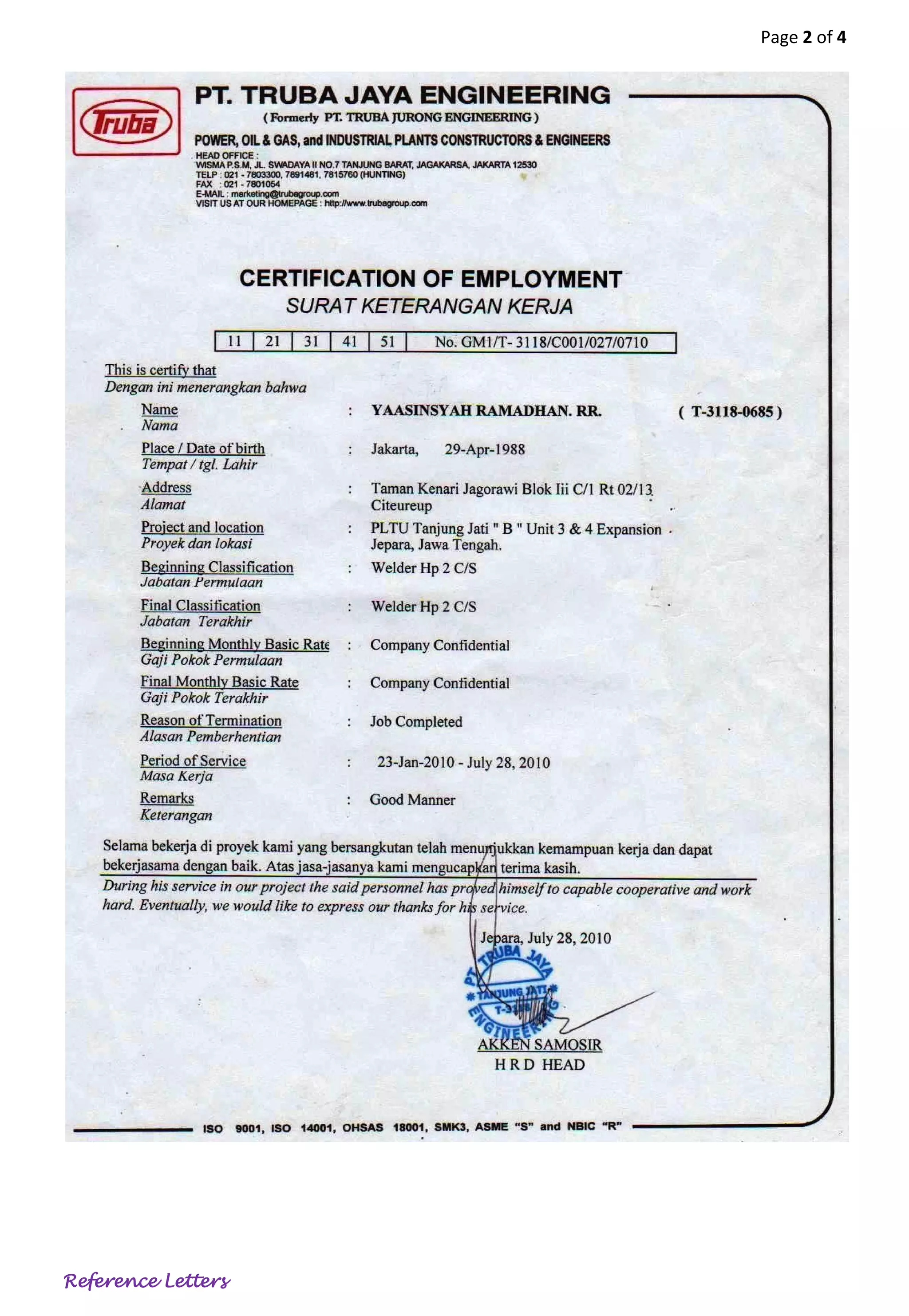 Reference Letters | PDF