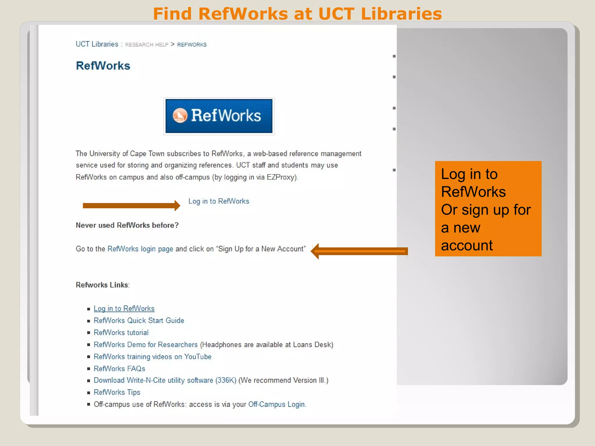 1 ref works 2.0 login | PPT