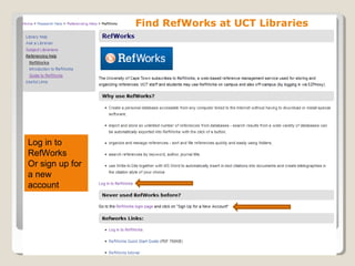 How to login to Refworks from UCT Libraries | PPT | Technology & Computing