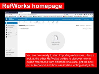 RefWorks 1: Getting Started | PPT | Free Download