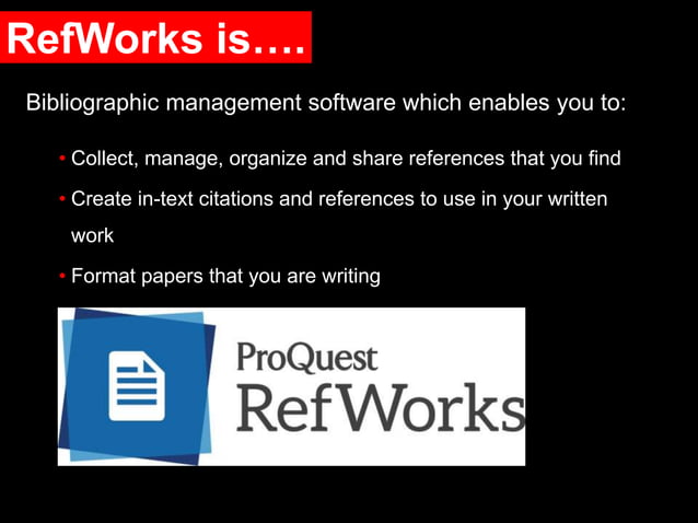 1 RefWorks Getting Started | PPTX | Computing | Technology & Computing