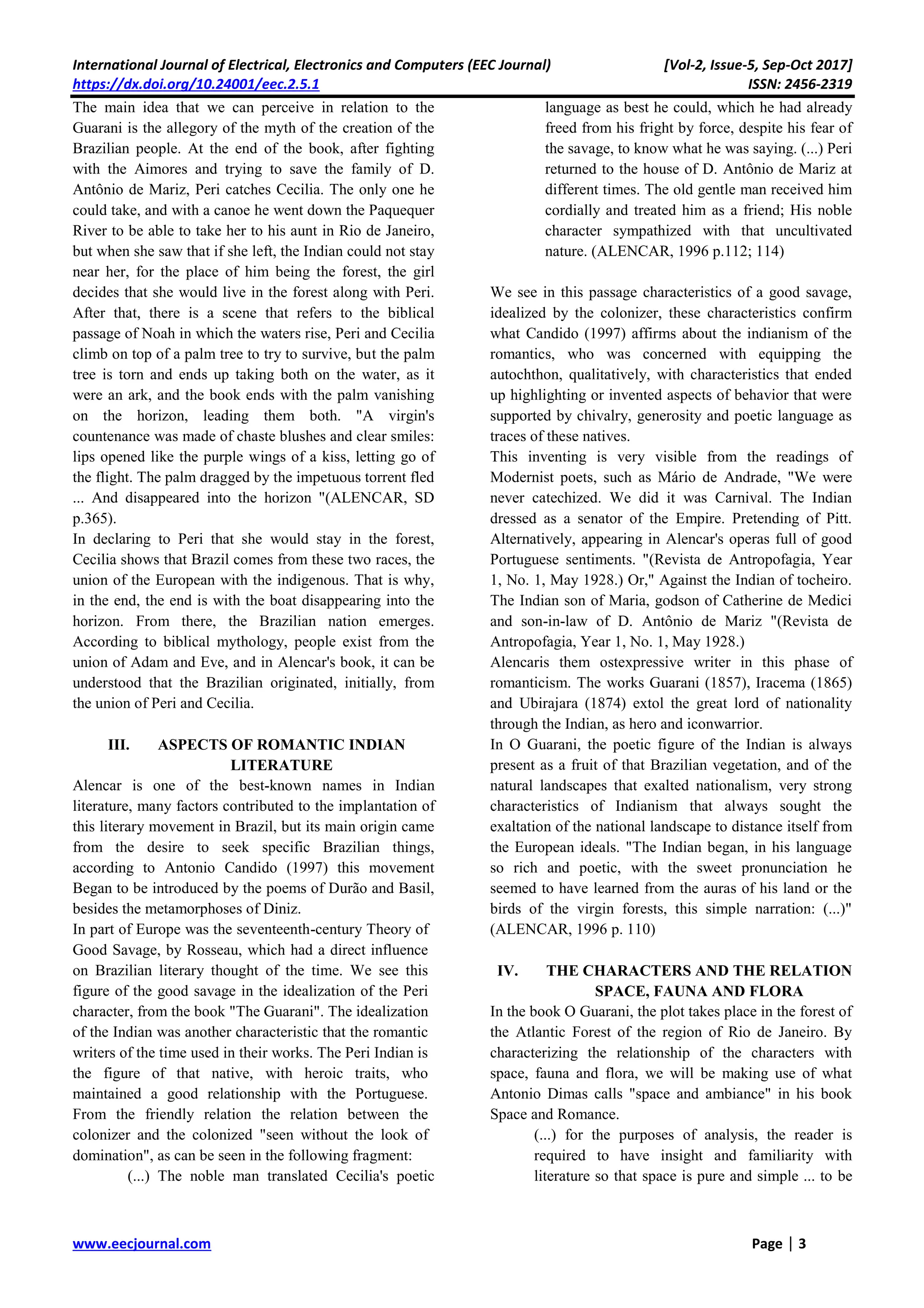 Relationship between space, flora and fauna in the book “O Guarani” by ...