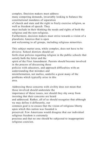 1 RELIGION IN THE PUBLIC SCHOOLS .docx