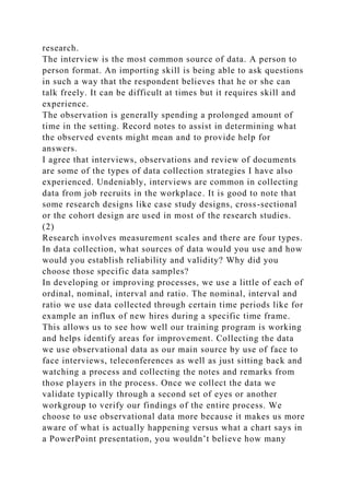 (1)Research involves measurement scales and there are four types.docx