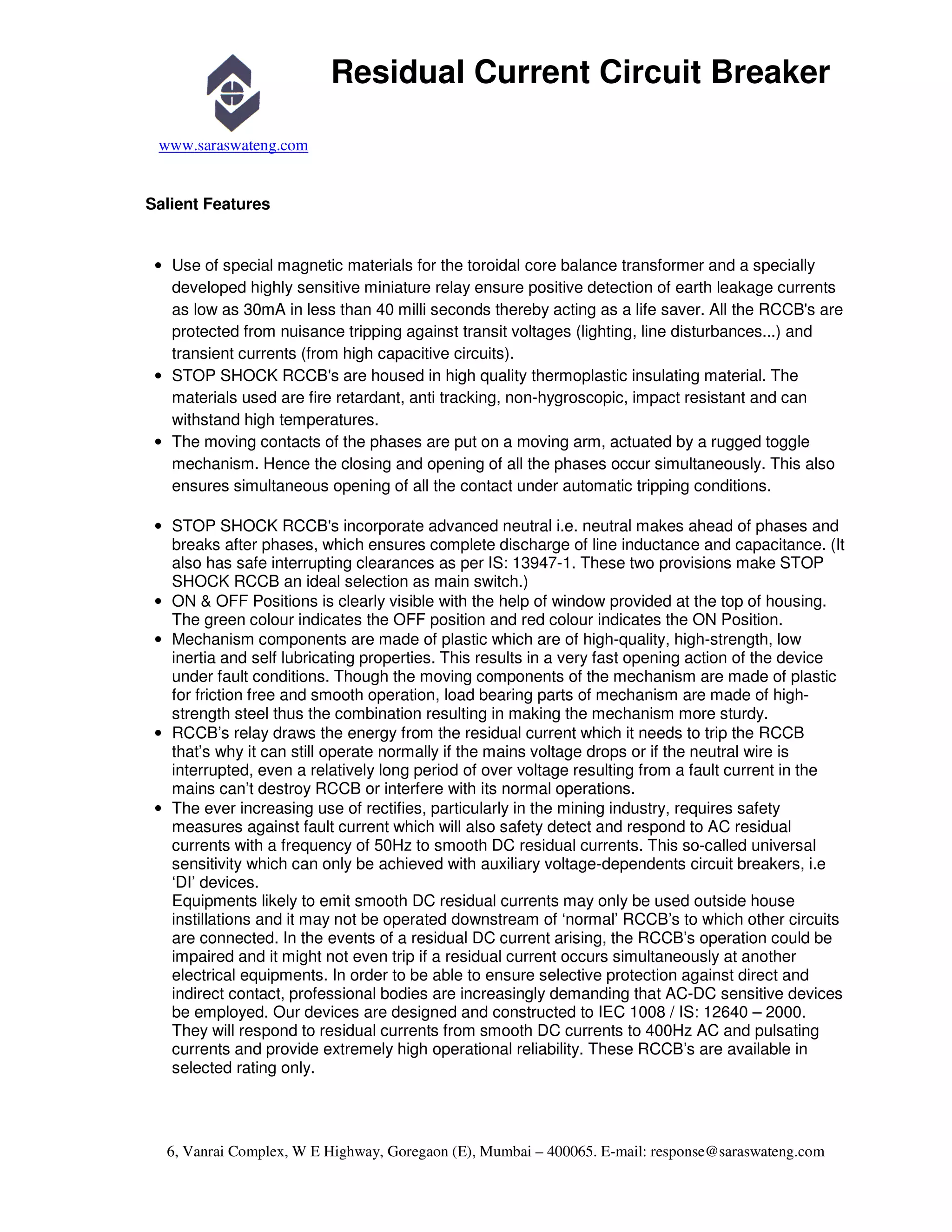 1 residual current circuit breaker (rccb) ( elcb) | PDF