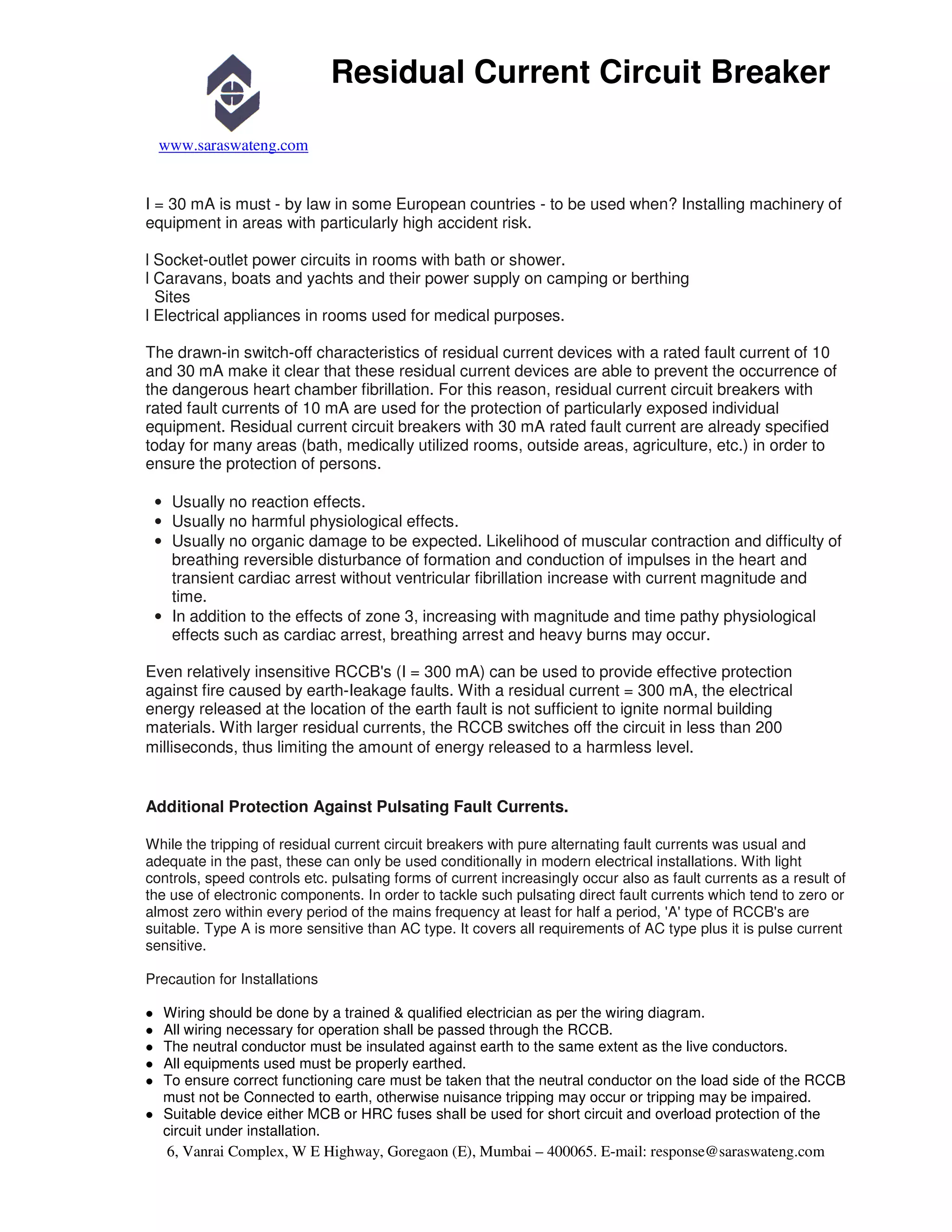 1 residual current circuit breaker (rccb) ( elcb) | PDF