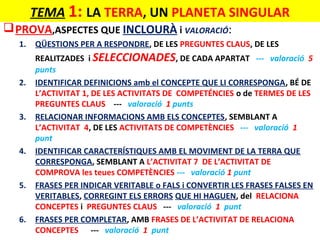 1r ESO TEMA 1: La TERRA un PLANETA SINGULAR | PPT
