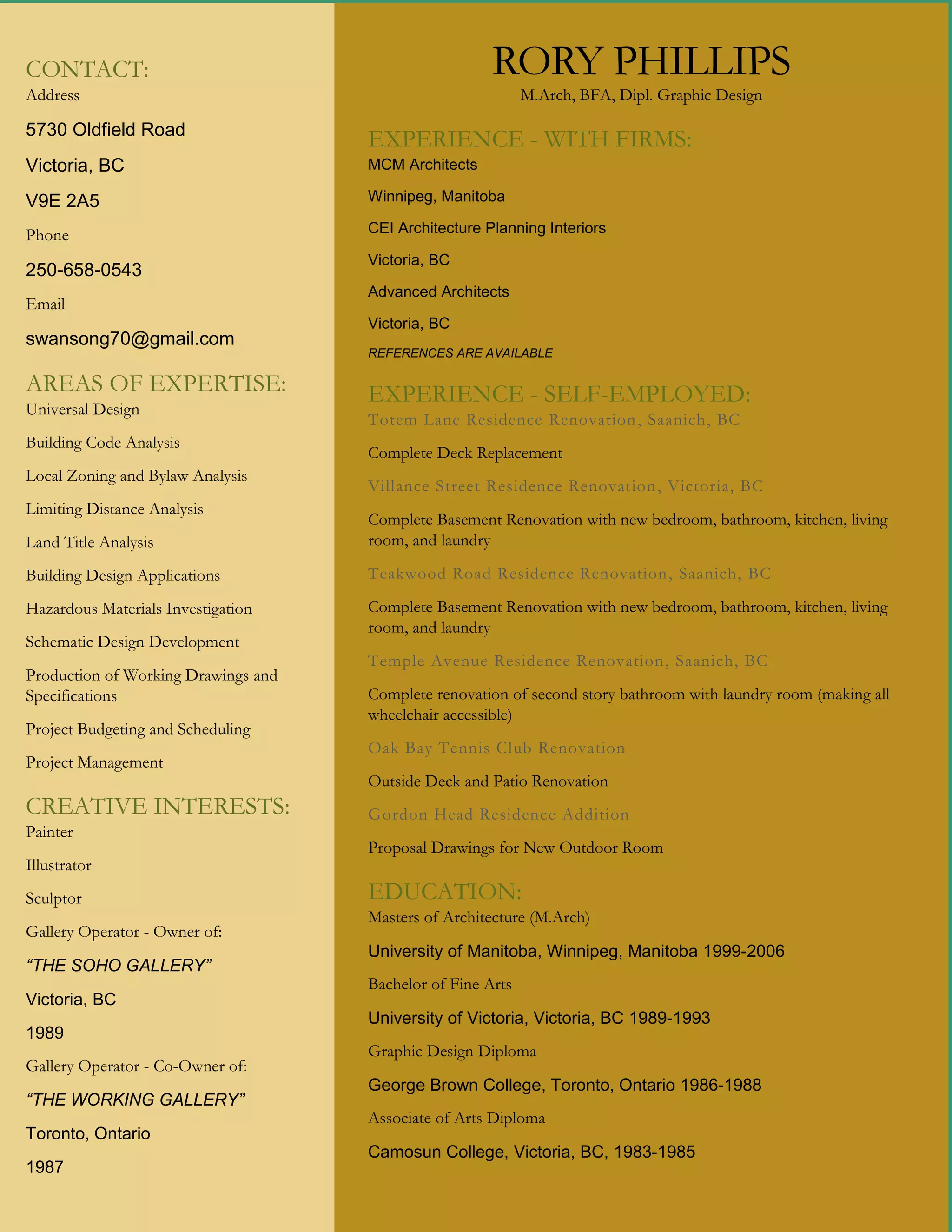 1resumerory2019 | PDF | Remodeling & Construction | Home & Garden