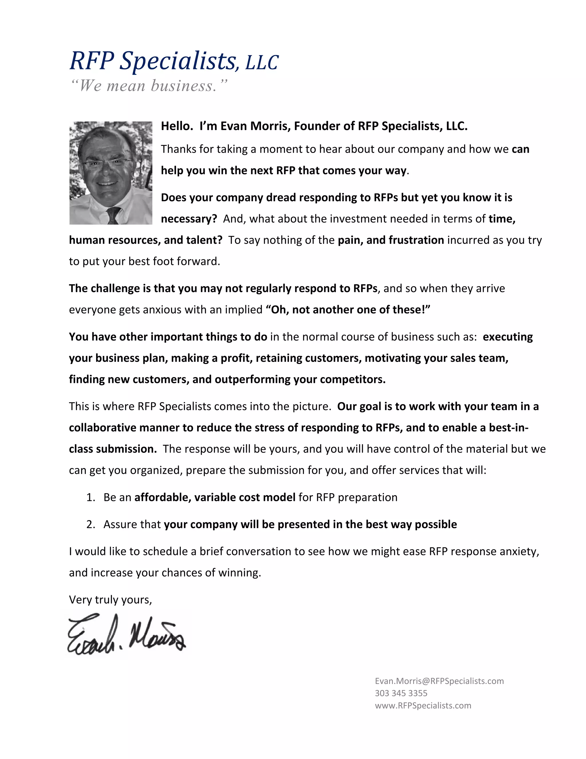 1 rfp specialists capabilities | PDF