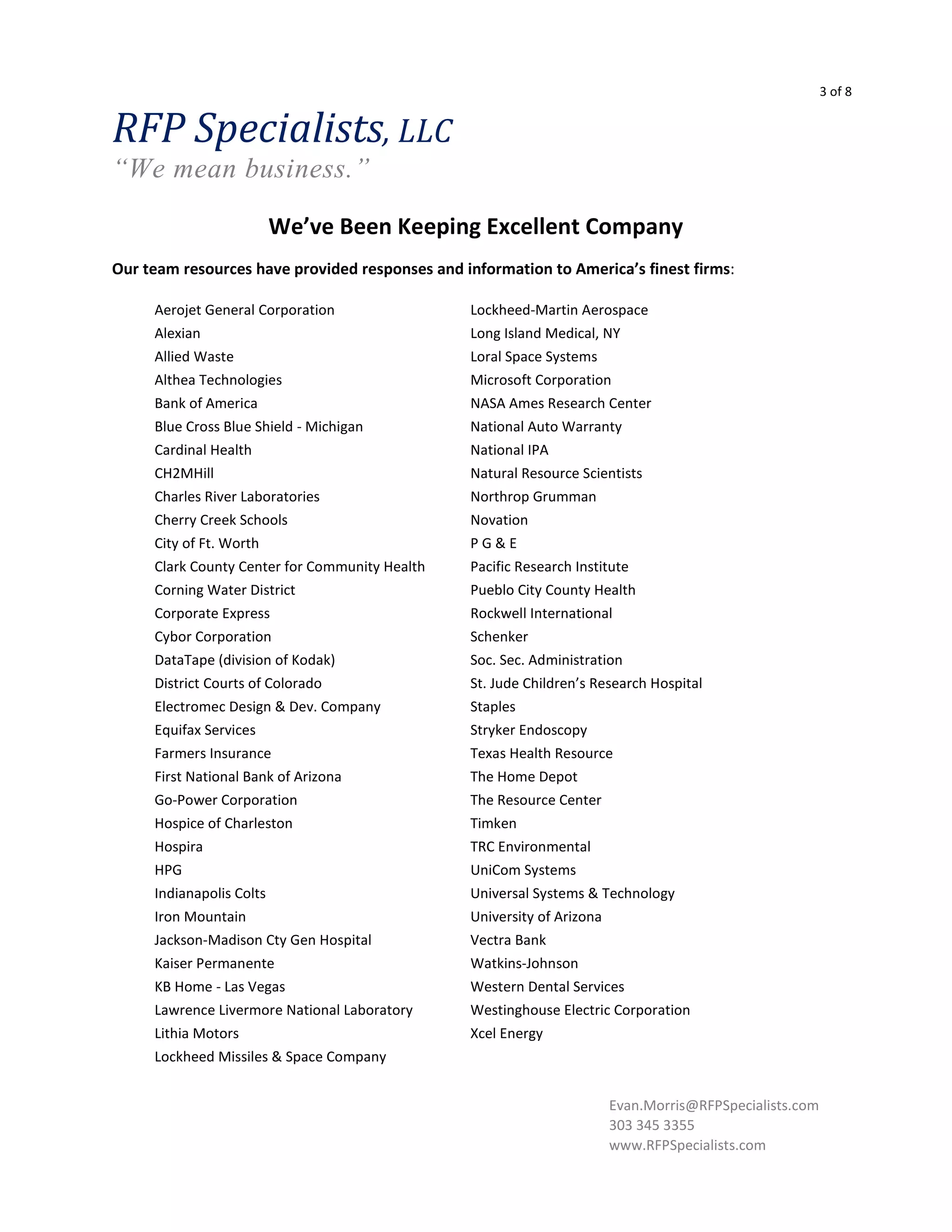 1 rfp specialists capabilities | PDF