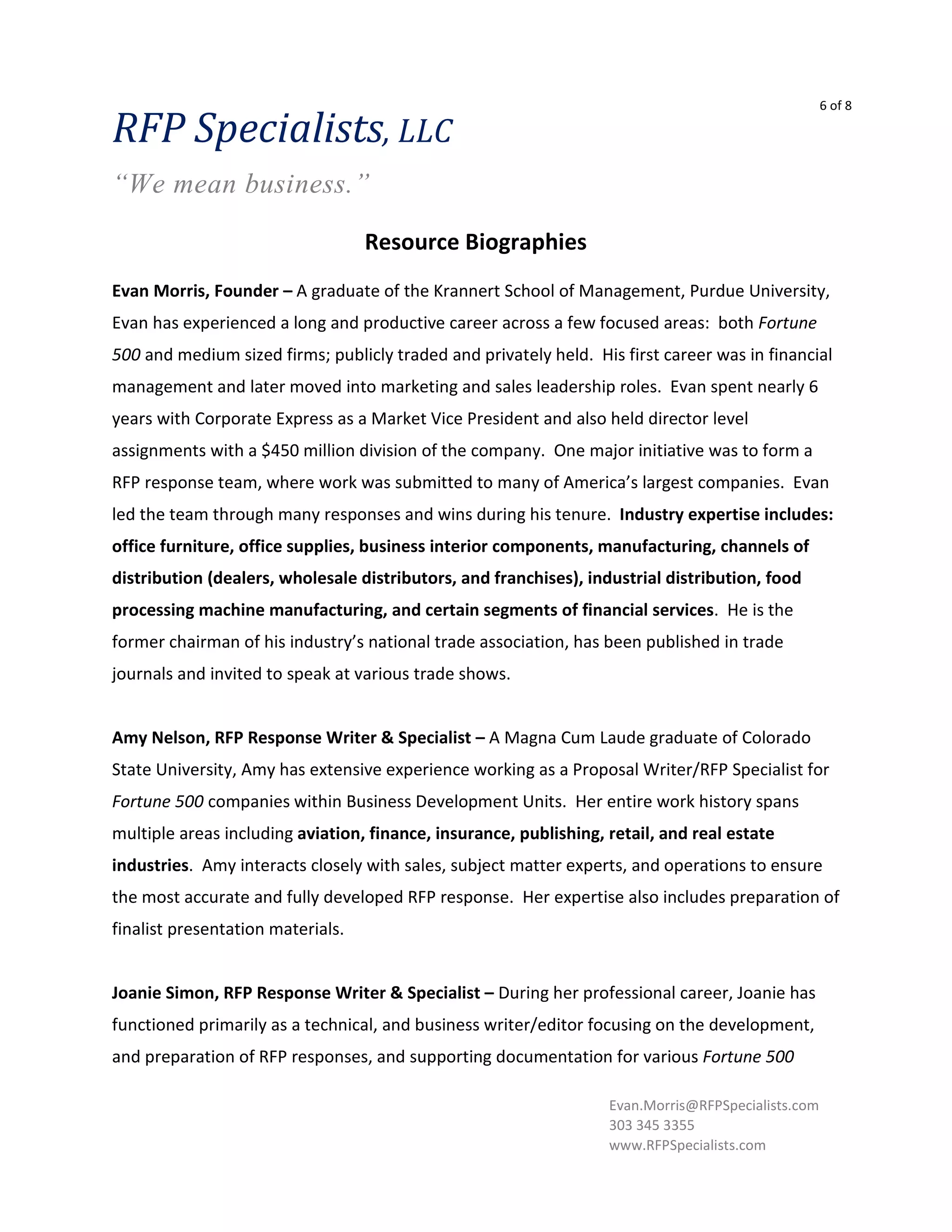 1 rfp specialists capabilities | PDF