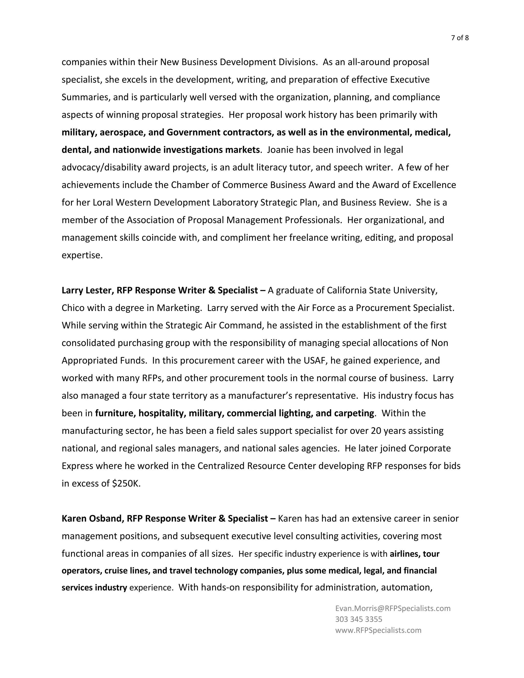 1 rfp specialists capabilities | PDF