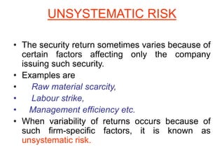 Risk and return in financial investments | PPT