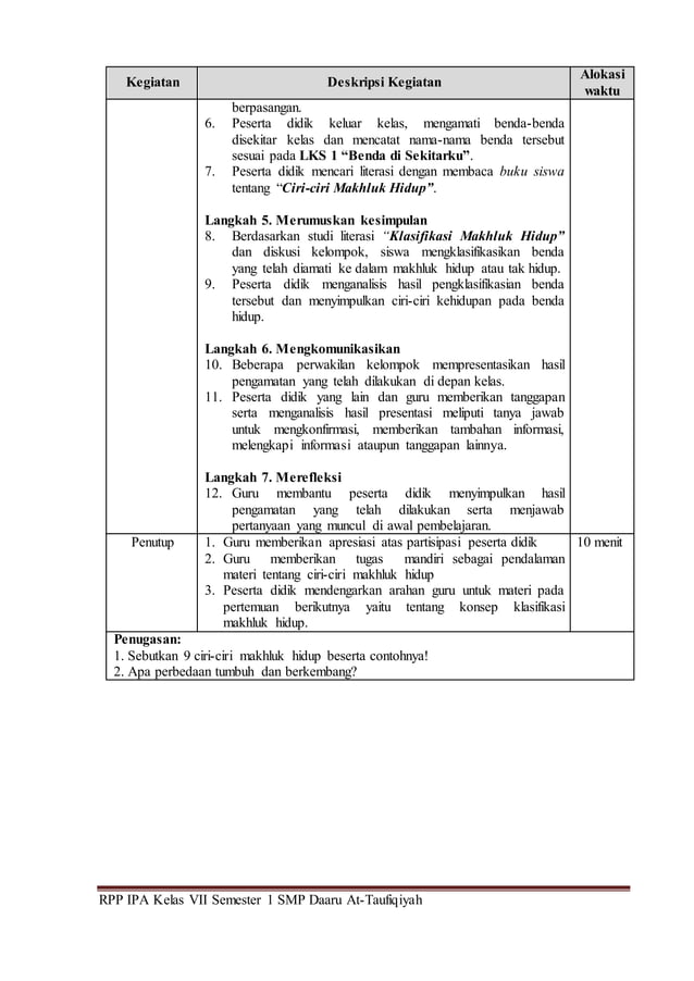 1 rpp kd 3.2 klasifikasi mh darfiq | PDF