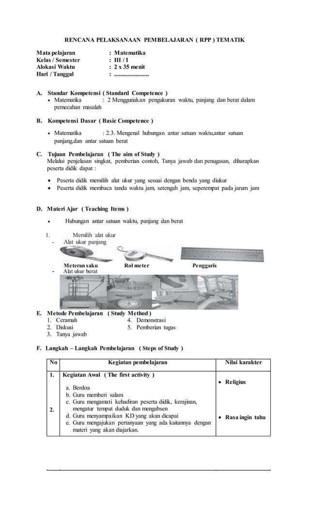 1 rpp mtk kls 3 besaran & pengukuran kelompok 1 | DOCX