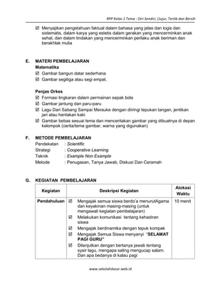 [1] rpp sd kelas 1 semester 1 diri sendiri jujur tertib dan bersih www ...