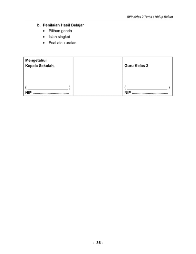 [1] rpp sd kelas 2 semester 1 hidup rukun | PDF