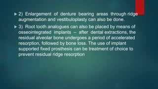 Residual ridge reduction in removable prosthodontics | PPTX