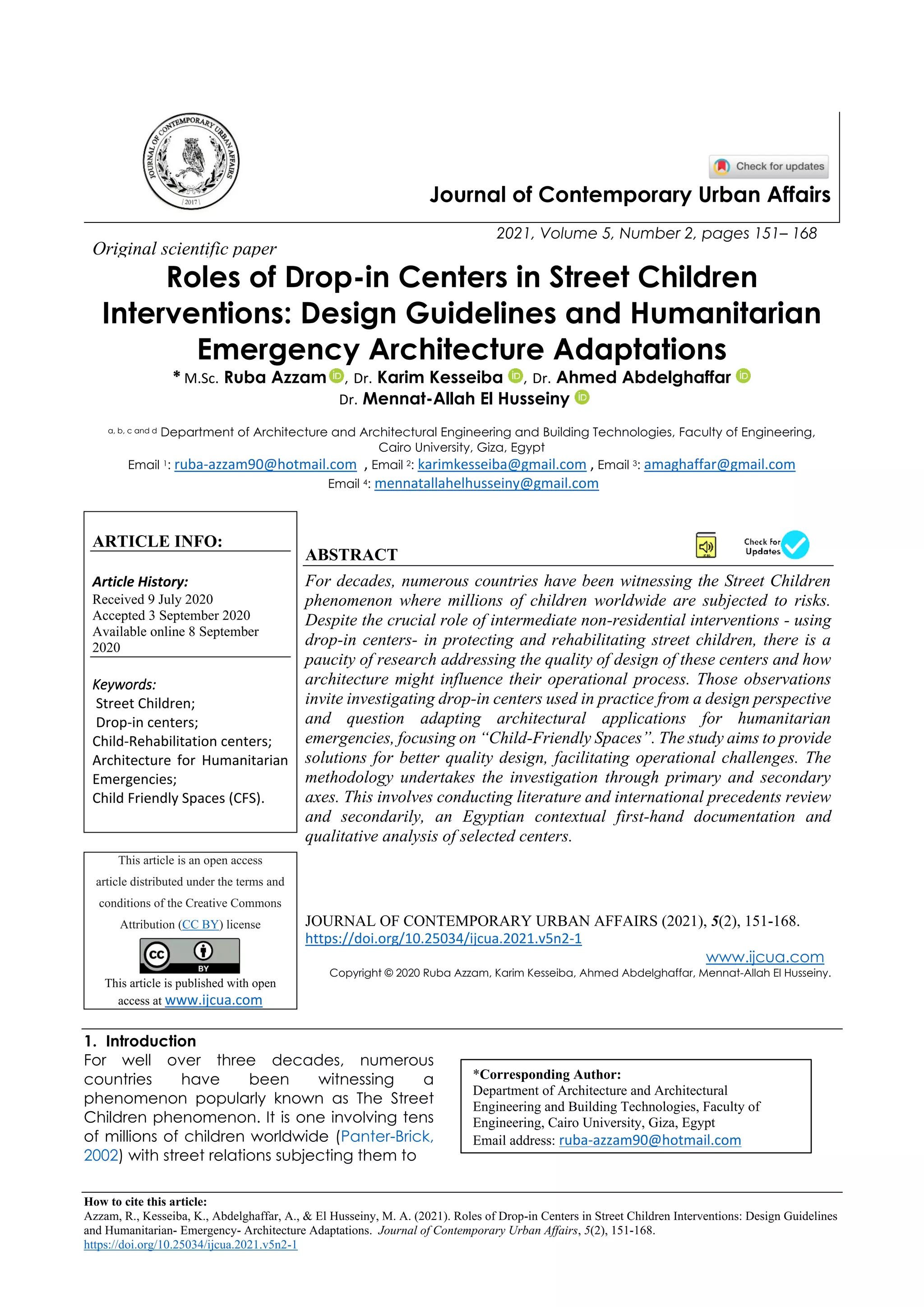 Roles of Drop-in Centers in Street Children Interventions: Design ...