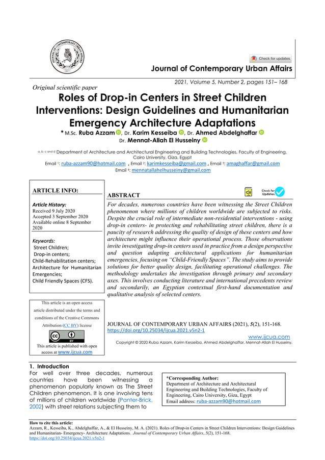 Roles of Drop-in Centers in Street Children Interventions: Design ...