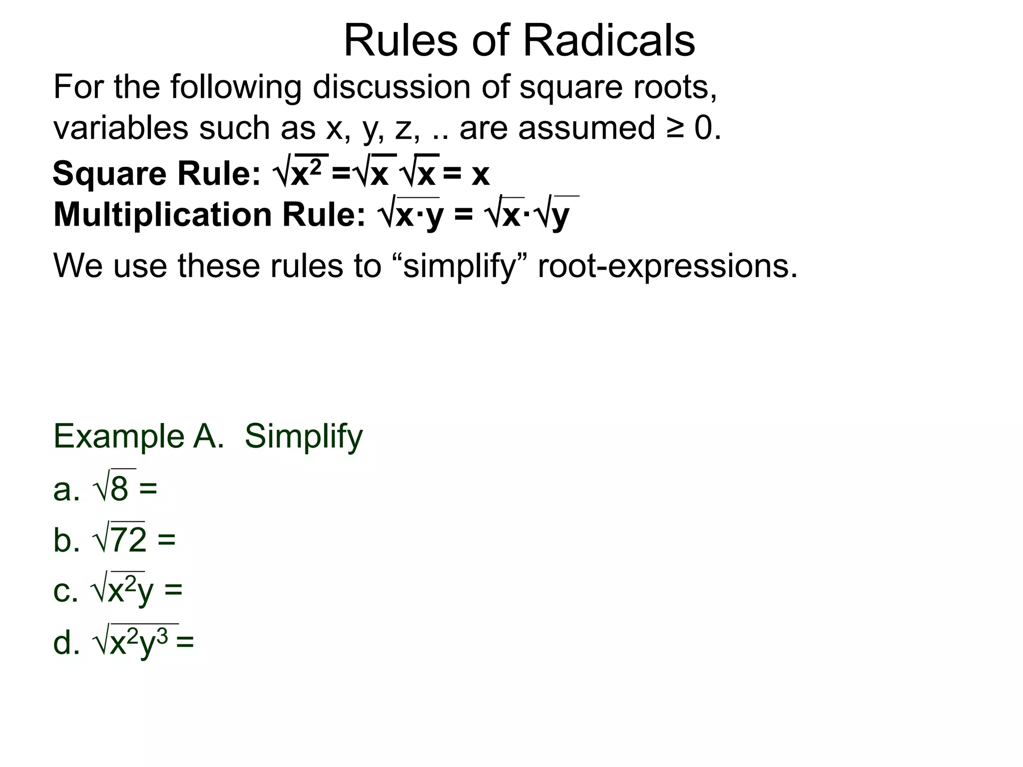 1 rules of radicals x | PPTX