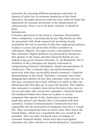 1Running head CYBERLAW CONSUMER PROTECTION IN CYBERSECURITY .docx