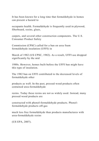 1 Running head FORMALDEHYDE EXPOSURE ASSESSMENT .docx