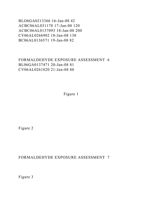 1 Running head FORMALDEHYDE EXPOSURE ASSESSMENT .docx