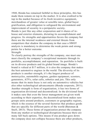 1Running head SWOT Analysis Honda Motor Company.docx
