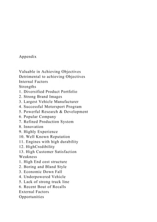 1Running head SWOT Analysis Honda Motor Company.docx