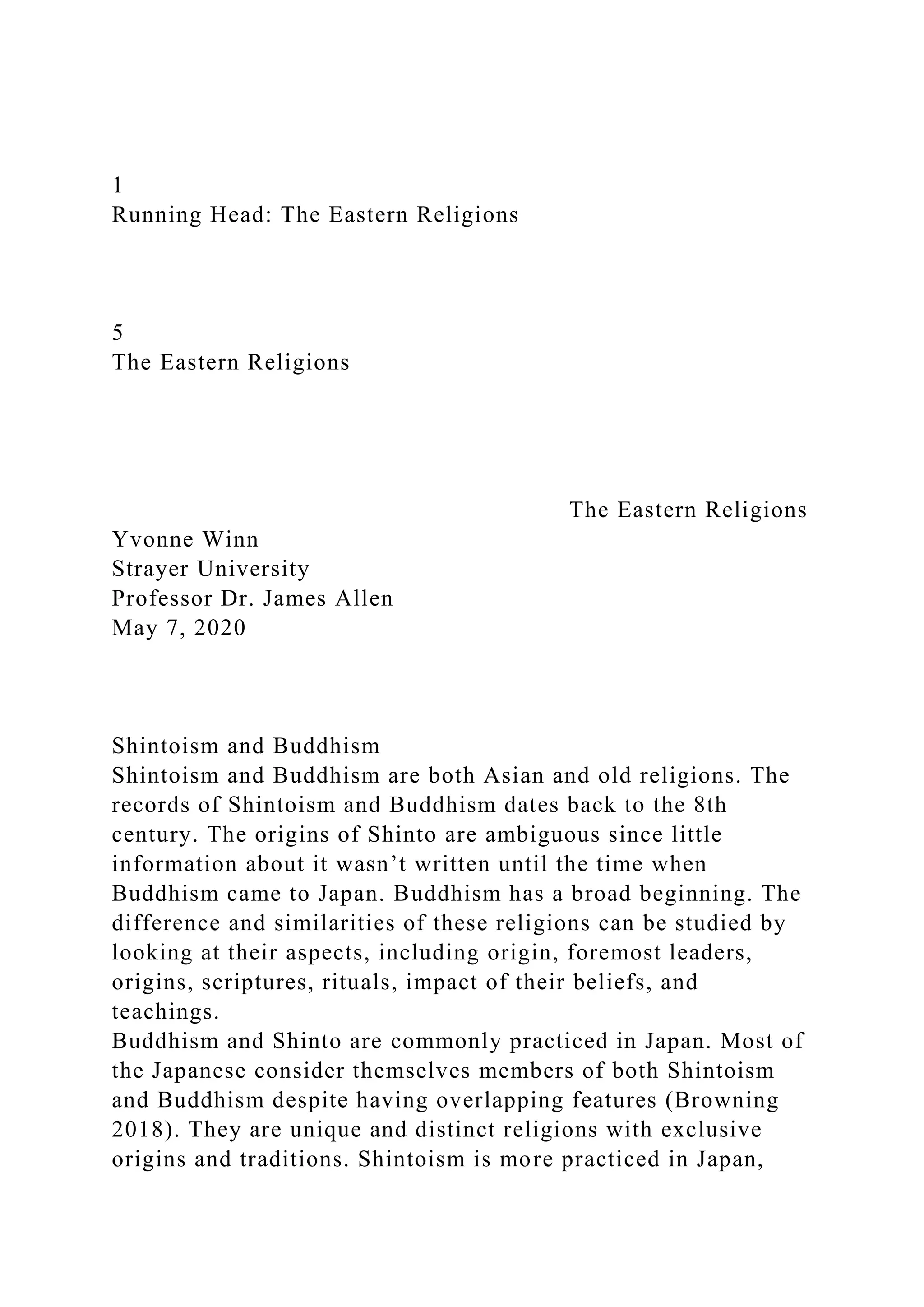 1Running Head The Eastern Religions 5The Eastern Reli.docx