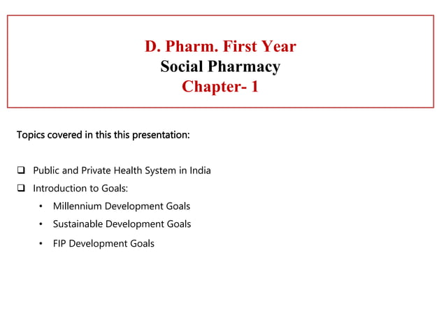 Chapter-1-Social Pharmacy HCS, MDP, SDG, FIP Goals | PDF | Health ...