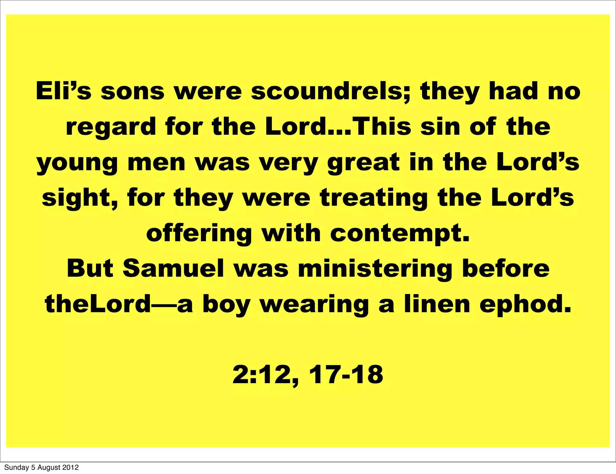 1 samuel 3:1-10 Presentation Notes | PDF