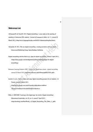 Report on Use of Digital Storytelling in Language Learning | PDF | Fine Art