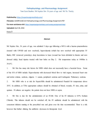 Pathophysiology And Pharmacology Assignment | PDF | Pharmaceutical ...