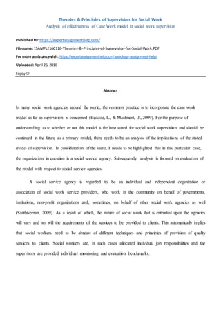 Theories and Principles Of Supervision For Social Work | PDF