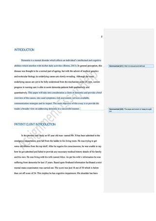 Nursing Assignment Sample on Case Study on Dementia | PDF