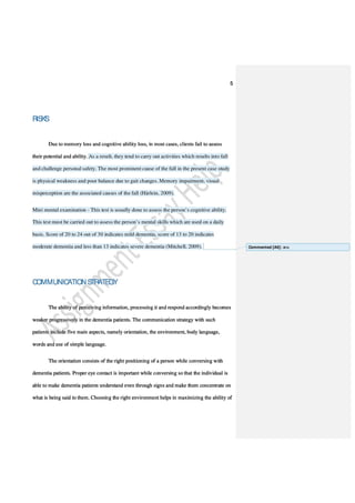 Nursing Assignment Sample on Case Study on Dementia | PDF