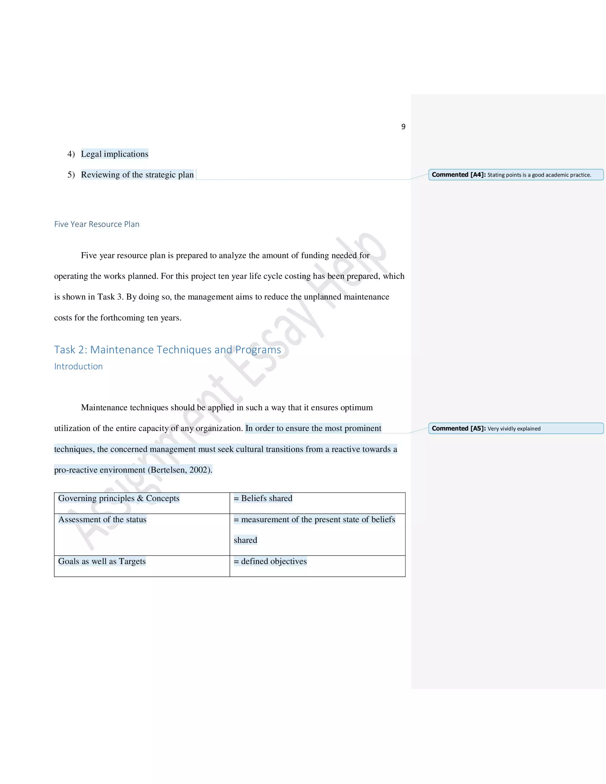 Management Assignment Sample on Asset Maintenance Management | PDF