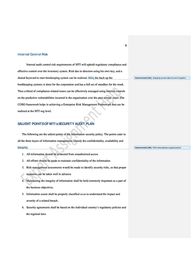 Prepare a Preliminary Audit Plan based on a Case Study | PDF
