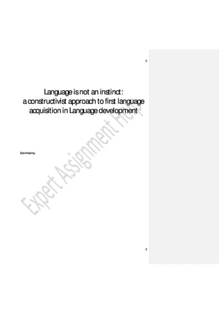 Essay on Constructivist Approach to First Language Acquisition | PDF