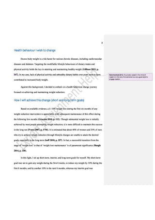 Nursing Diary Writing:Health Behaviour Change Diary Entry | PDF