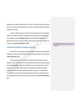 Nursing Diary Writing:Health Behaviour Change Diary Entry | PDF