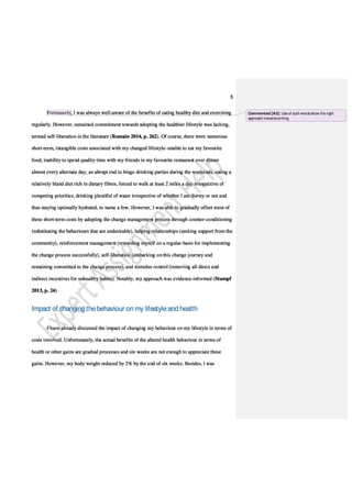 Nursing Diary Writing:Health Behaviour Change Diary Entry | PDF