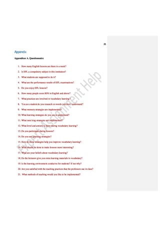 Linguistics Research Proposal – Vocabulary Learning Strategies | PDF