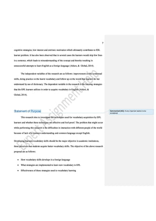 Linguistics Research Proposal – Vocabulary Learning Strategies | PDF