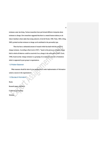 Management Issue Proposal- User Resistance in IT Enterprises | PDF